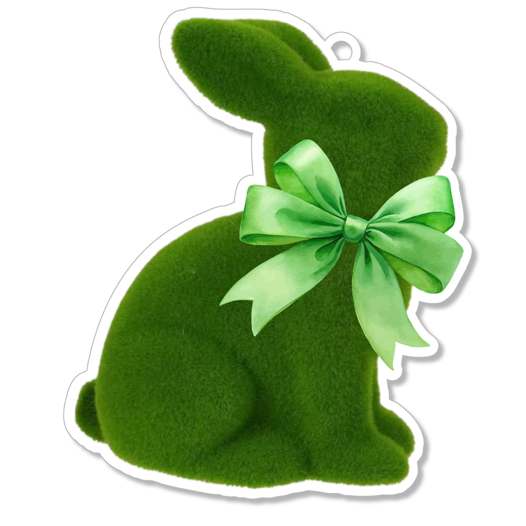 MOSS FLOCKED BUNNY + GREEN BOW GIFT TAGS | EASTER – B. ROWE & CO.
